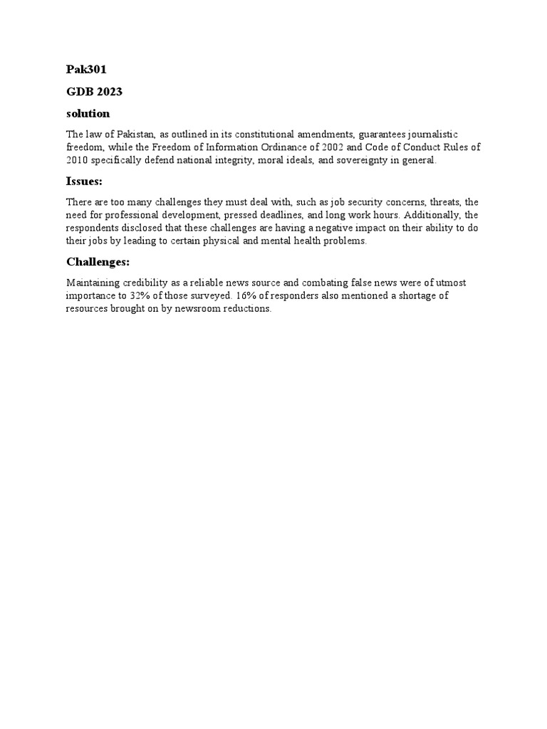 Pak301 GDB Solution 2023 | PDF