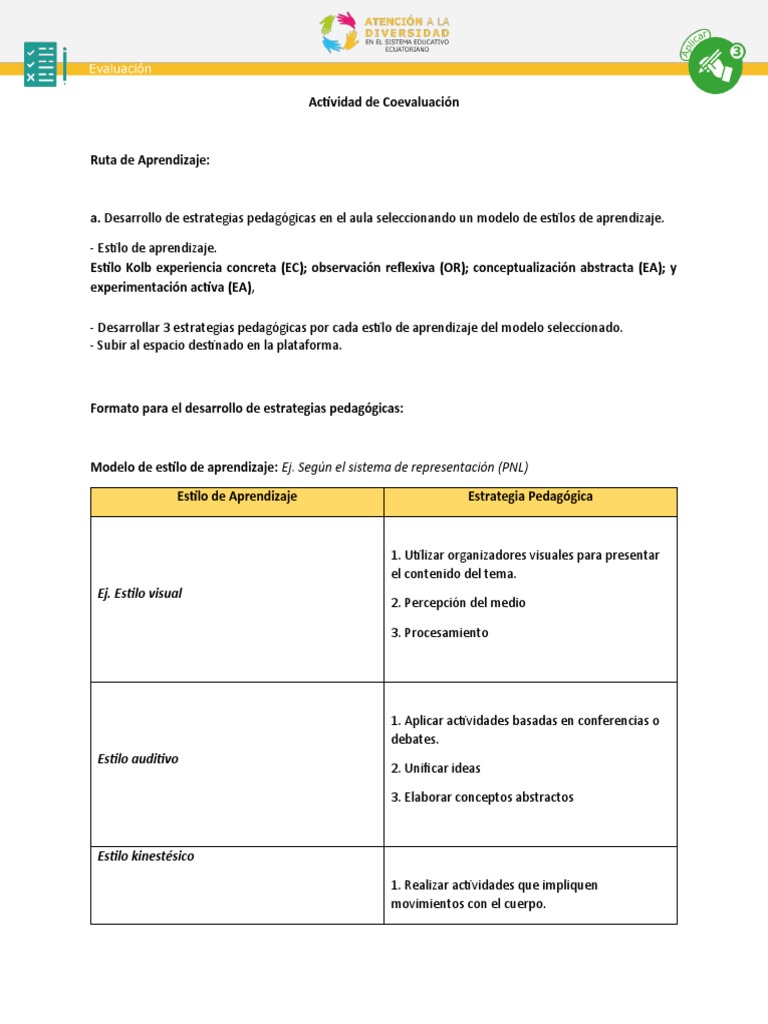 Anexo 9 Formato Y Ruta De Aprendizaje Para La Actividad De Coevaluación
