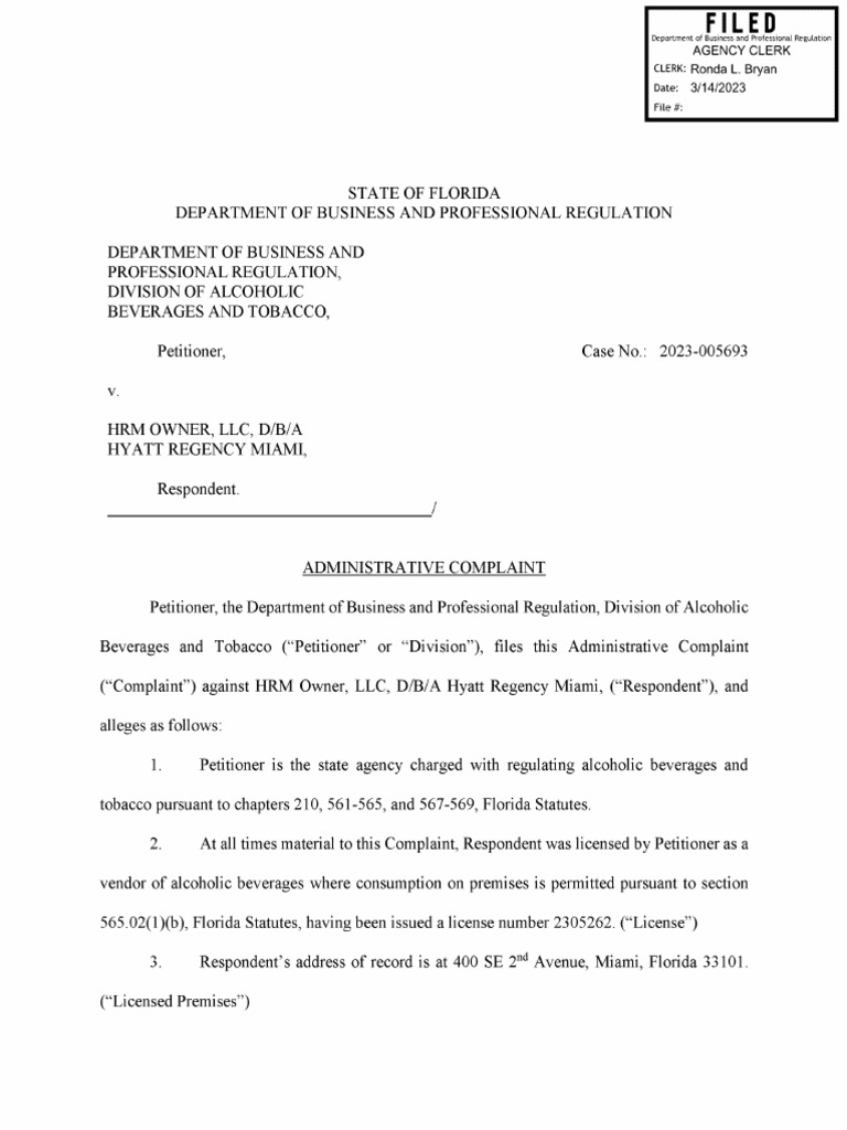 Florida Complaint - Hyatt Miami | PDF