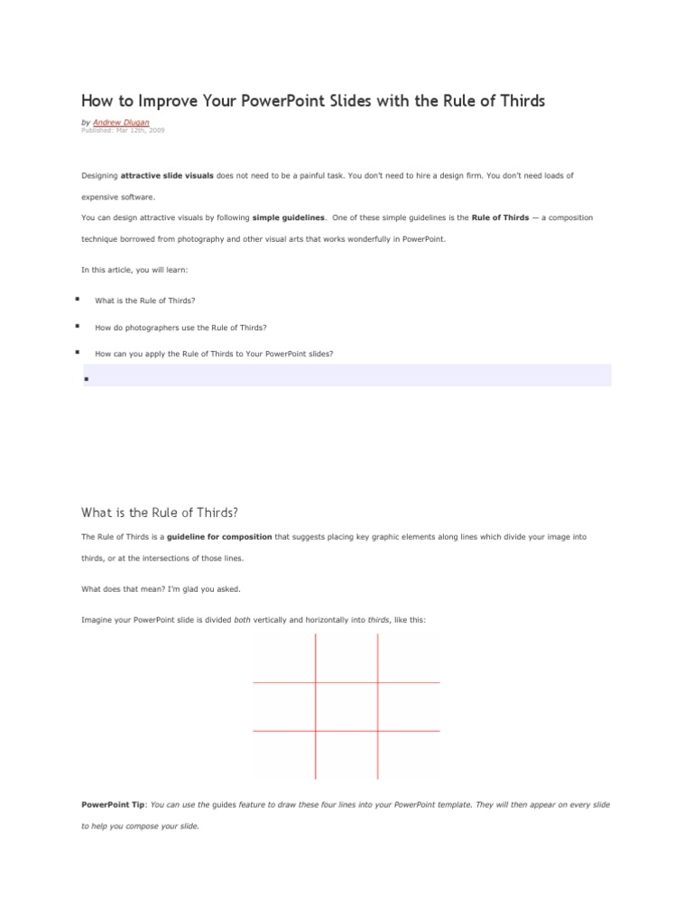 PowerPoint Design: Rule of Thirds | PDF | Composition (Visual Arts ...