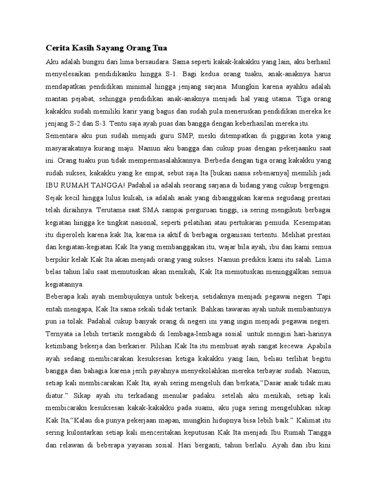 Cerita Kasih Sayang Orang Tua | PDF