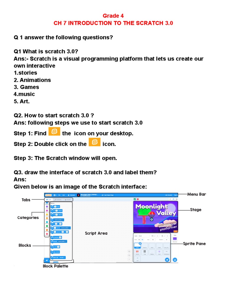 Introduction to Scratch 3.0 for Grade 4 | PDF