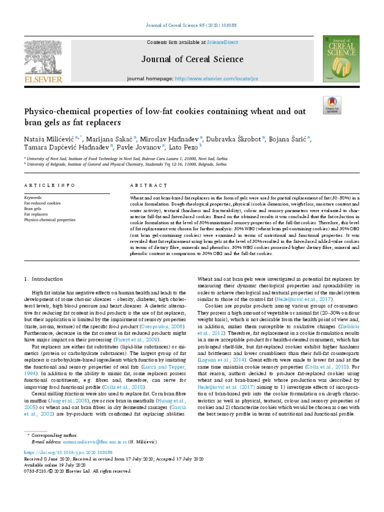10 1016@j Jcs 2020 103056 | PDF | Gluten | Dietary Fiber