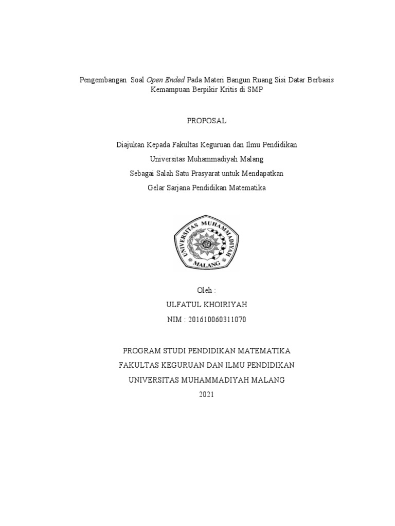Soal Open Ended untuk Berpikir Kritis SMP | PDF