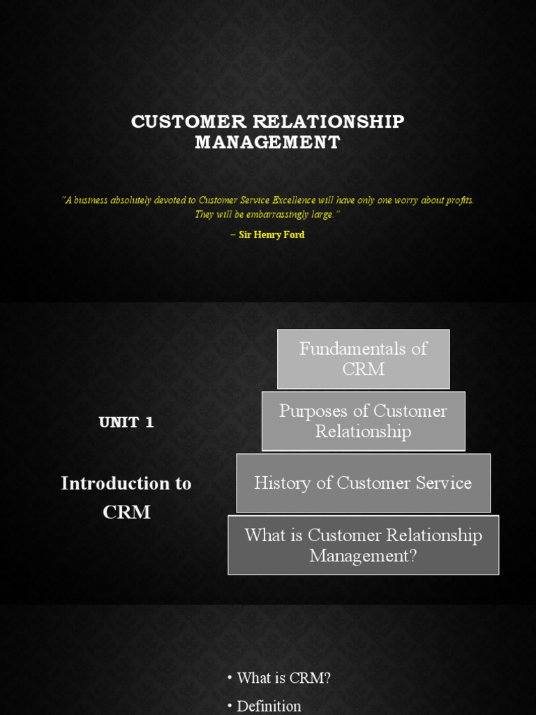 CRM - Unit 1 | PDF | Customer Relationship Management | Marketing