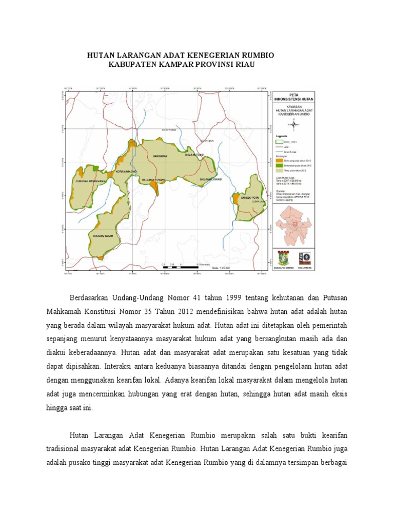 Hutan Larangan Adat Kenegerian Rumbio Provinsi Riau | PDF
