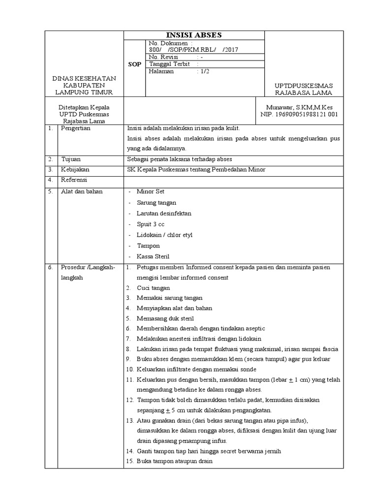 SOP Insisi Abses | PDF