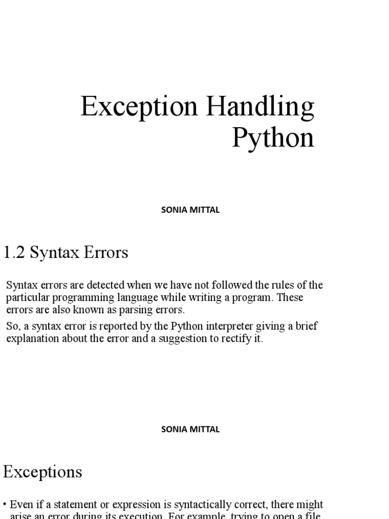 Python Exception Handling Guide | PDF | Computer Program | Programming