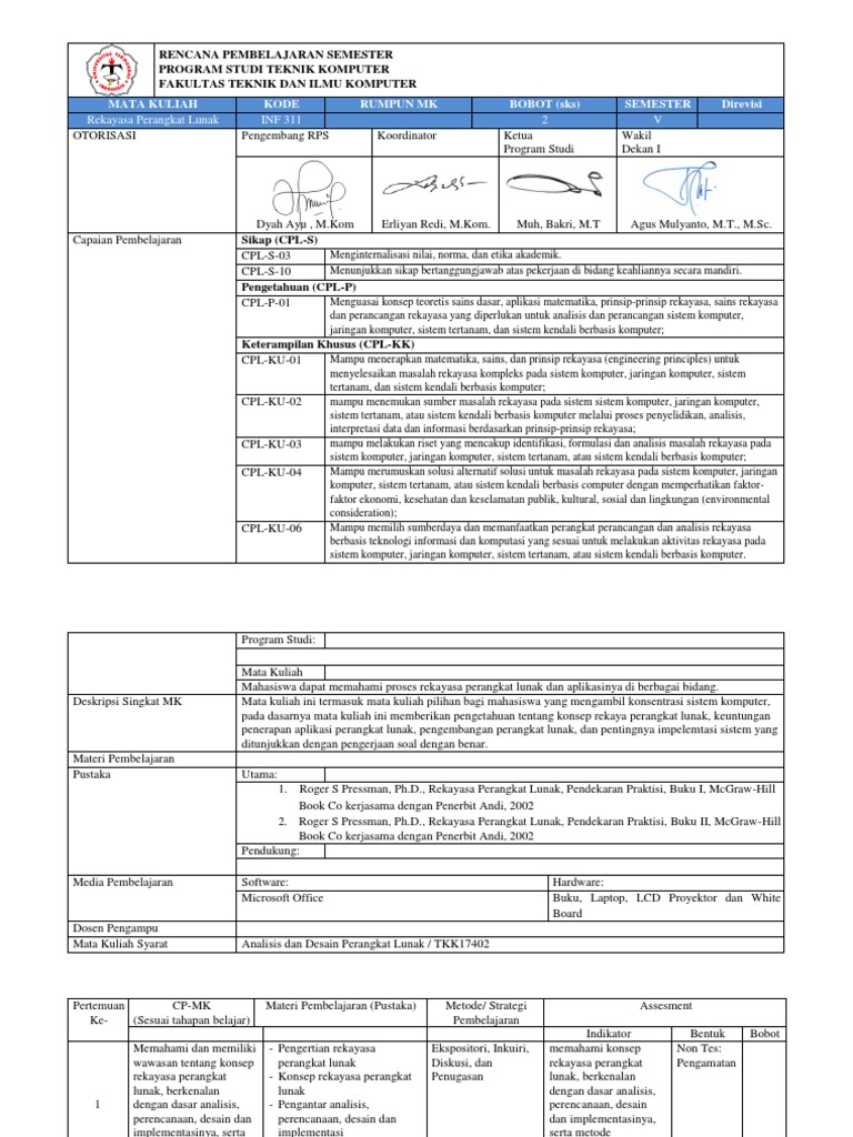 Rekayasa Perangkat Lunak RPS | PDF