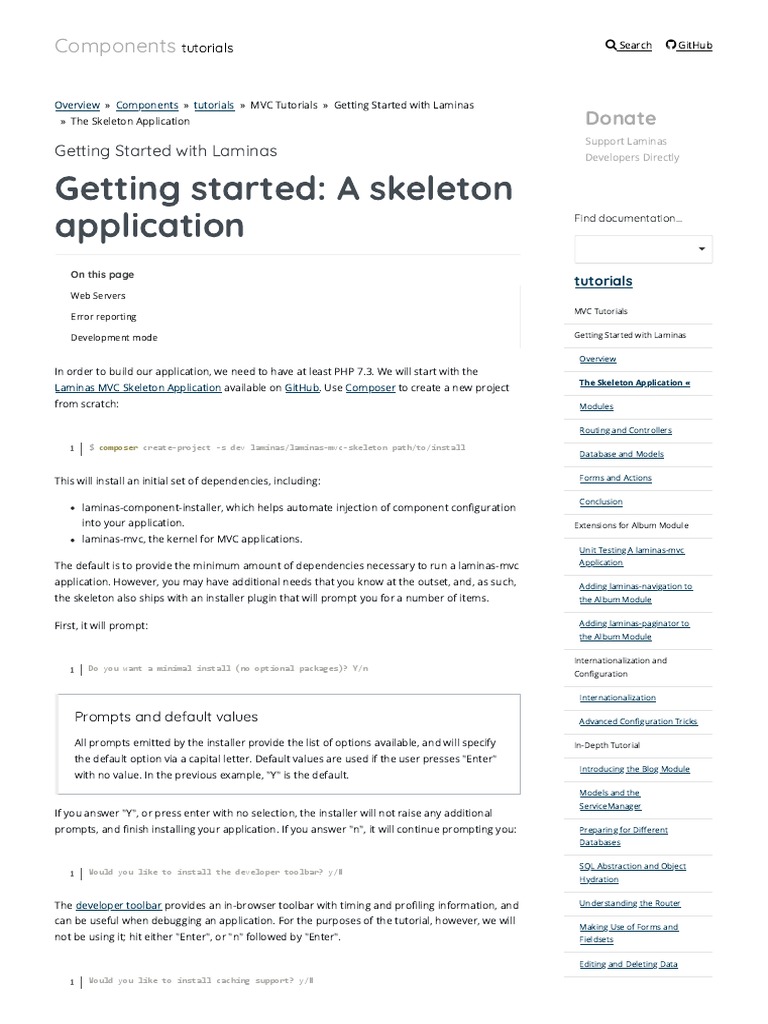 The Skeleton Application - Tutorials - Laminas Docs | PDF | Software | Software Engineering