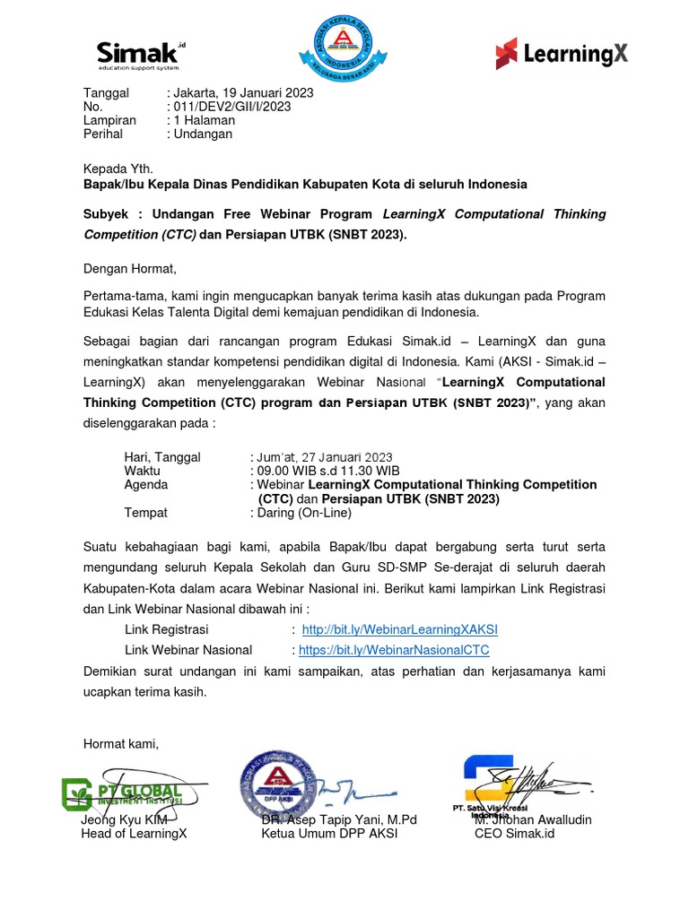 Undangan Webinar LearningX CTC 2023 | PDF