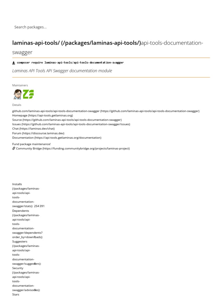 Laminas-Api-Tools - Api-Tools-Documentation-Swagger - Packagist | PDF | Java Script | Json
