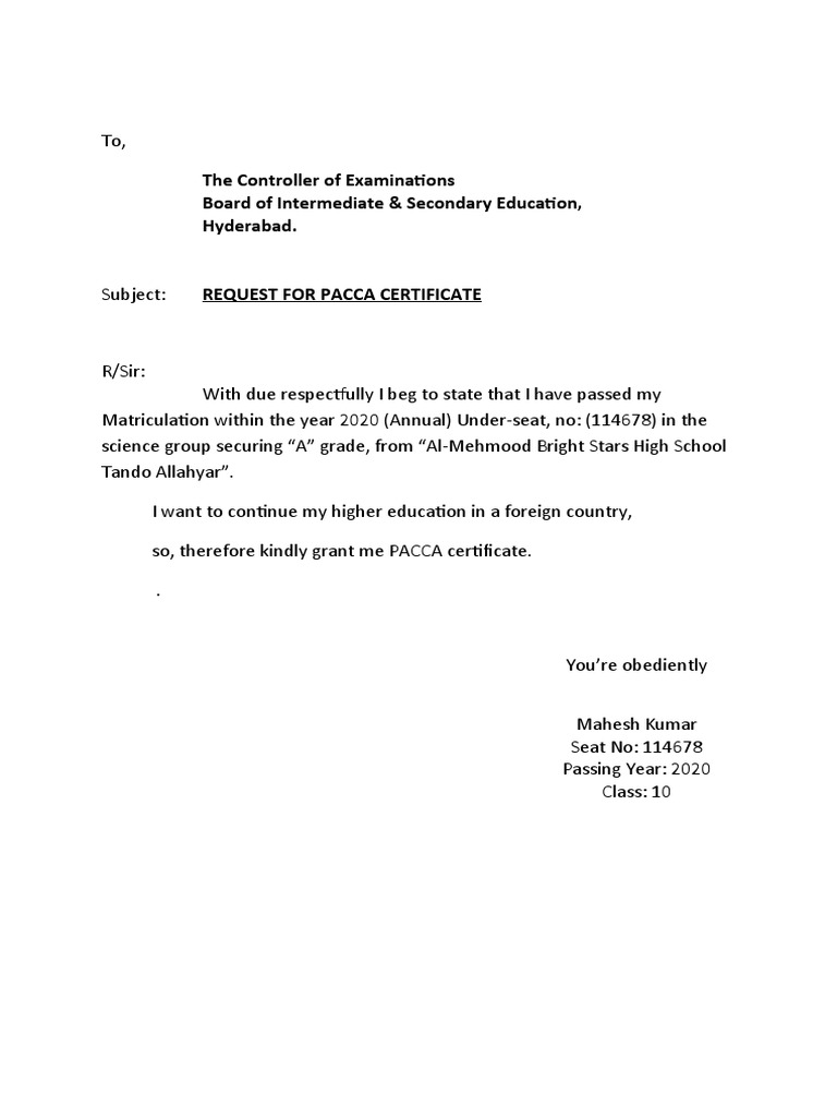 PACCA CERTIFICATE-BiseH - 10 | PDF