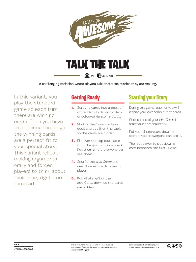 Talk The Talk Printable Rules | PDF | Ephemera | Tabletop Games
