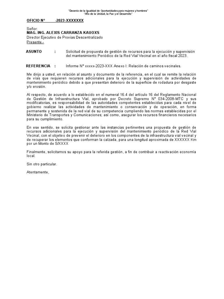 Modelo Oficio GL - 15.02 | PDF | Gobierno