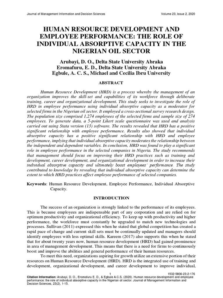 Human Resource Development and Employee Performance The Role of ...