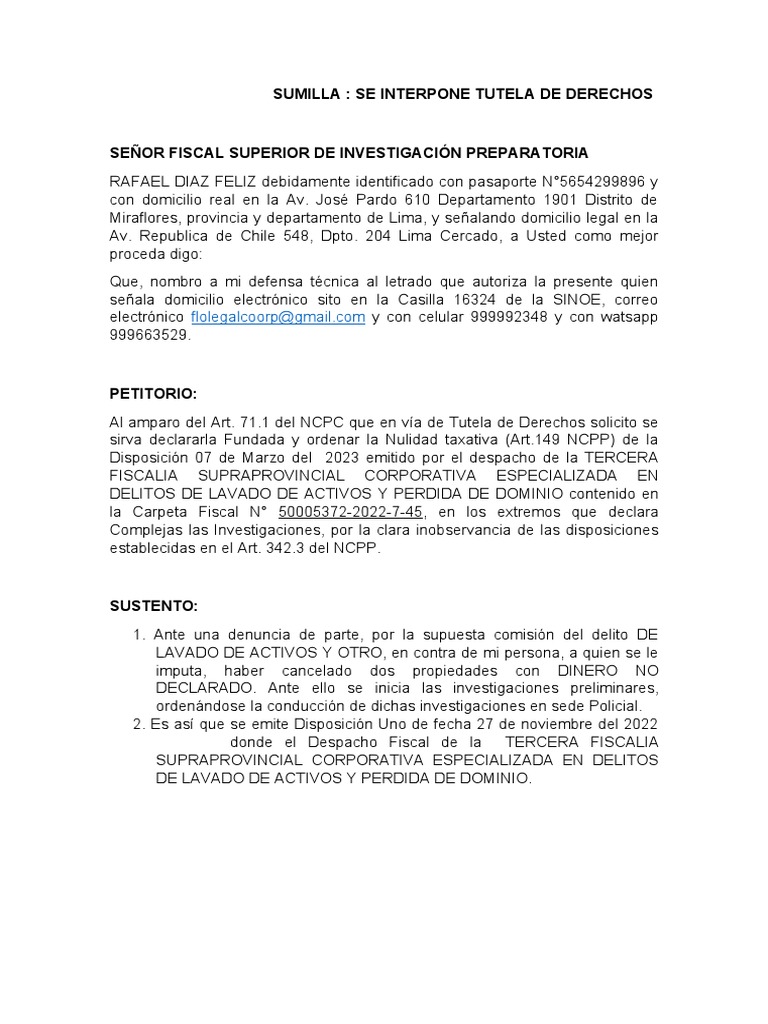 Tutela de Derechos Rafael | PDF | Fiscal | Justicia