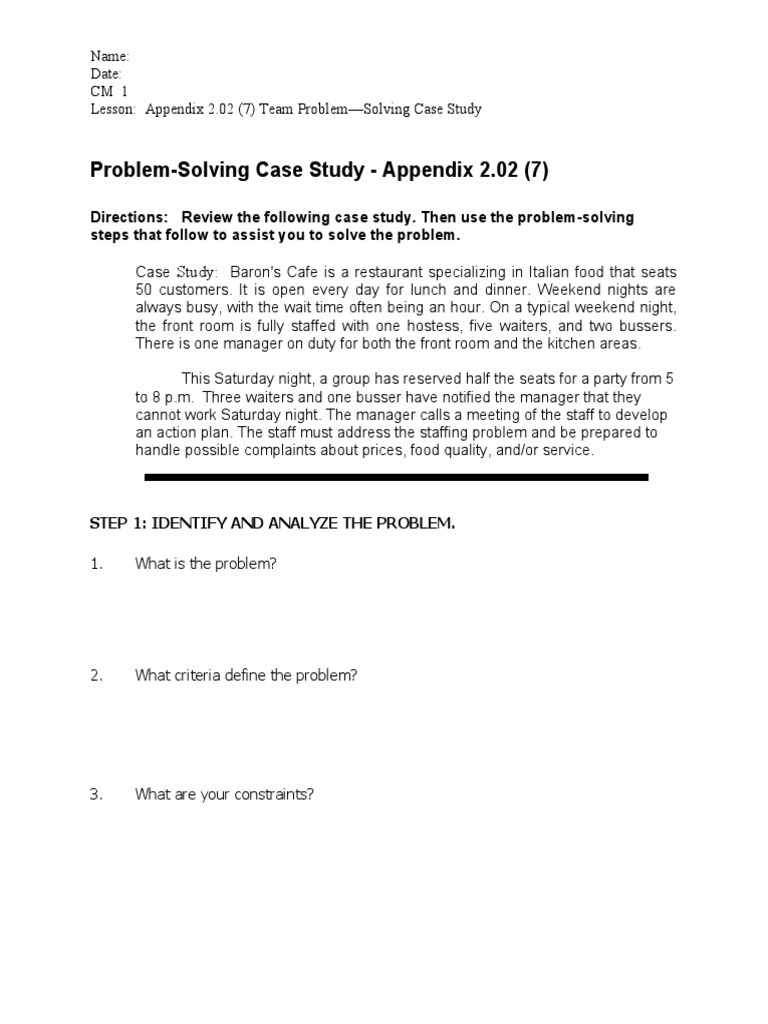 Problem Solving Case Study | PDF