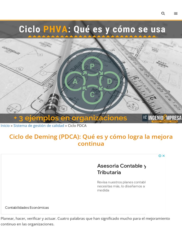 Ciclo de Deming (PDCA) Al Detalle - Pasos, Casos y Ejemplos | PDF ...