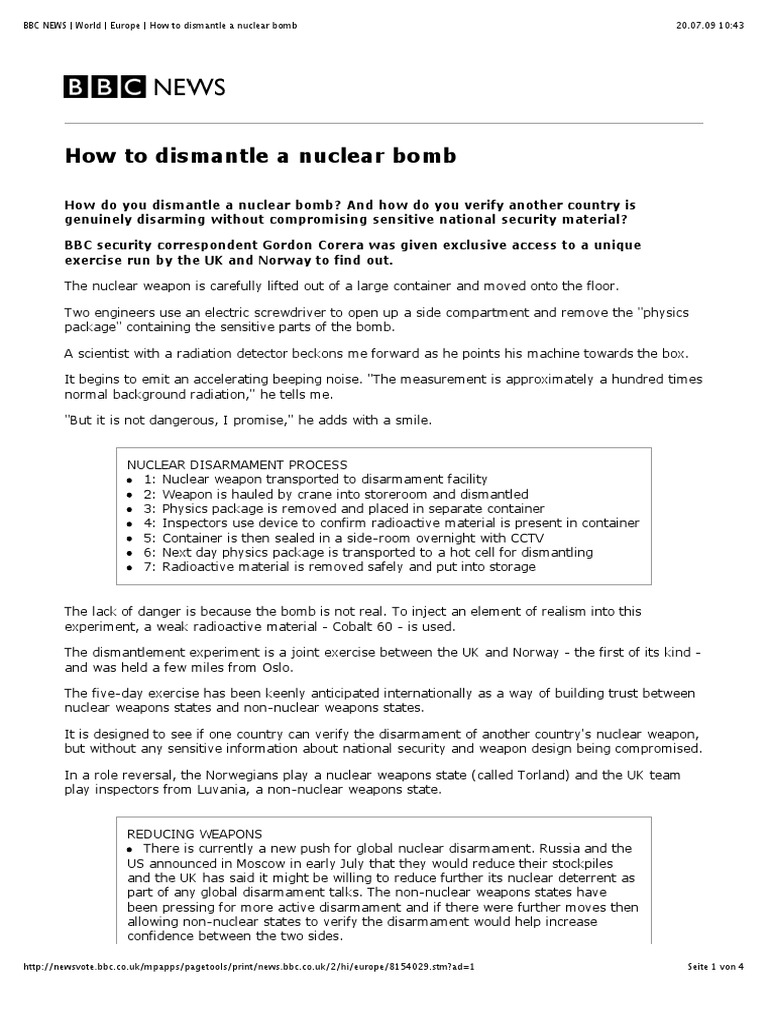 How To Dismantle A Nuclear Bomb | PDF | Nuclear Disarmament | Nuclear Weapons