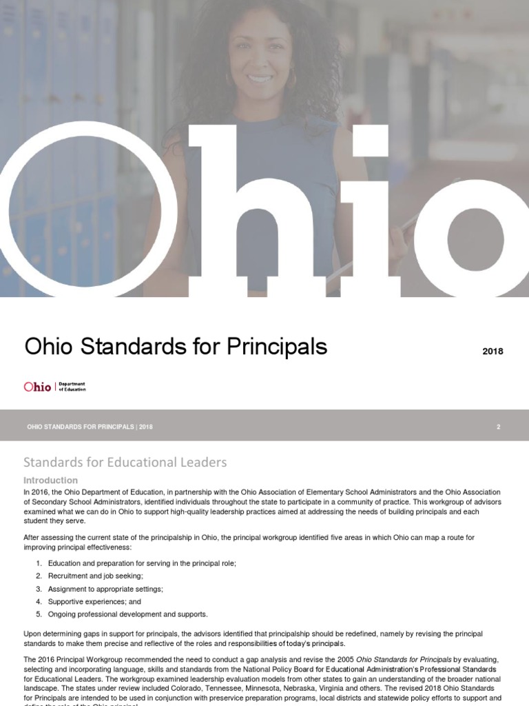 Ohio Principal Standards 2018 Overview | PDF | Teachers | Leadership
