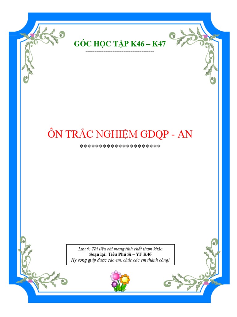 TÀI LIỆU TRẮC NGHIỆM GDQP AN - K47 - CTUMP | PDF