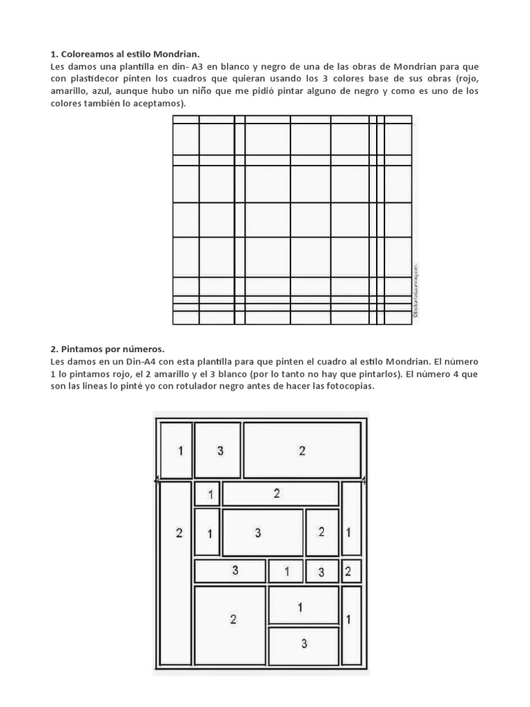 Actividades de arte Mondrian para niños | PDF