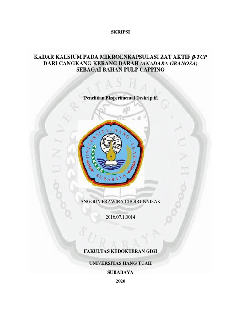 KADAR KALSIUM PADA MIKROENKAPSULASI ZAT AKTIF β-TCP DARI CANGKANG ...