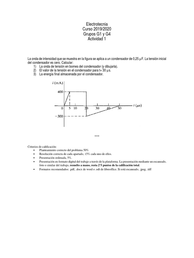 Actividad 1 19 20 Resuelta PDF Condensador Ciencias Fisicas