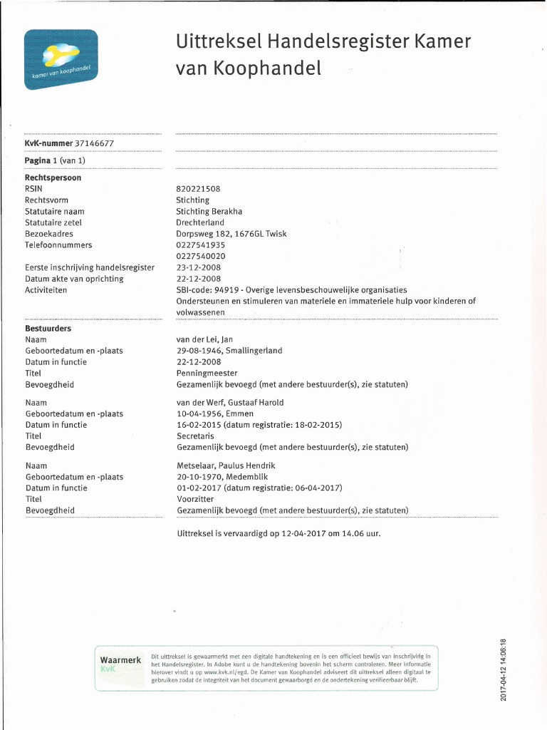 KVK Uittreksel | PDF