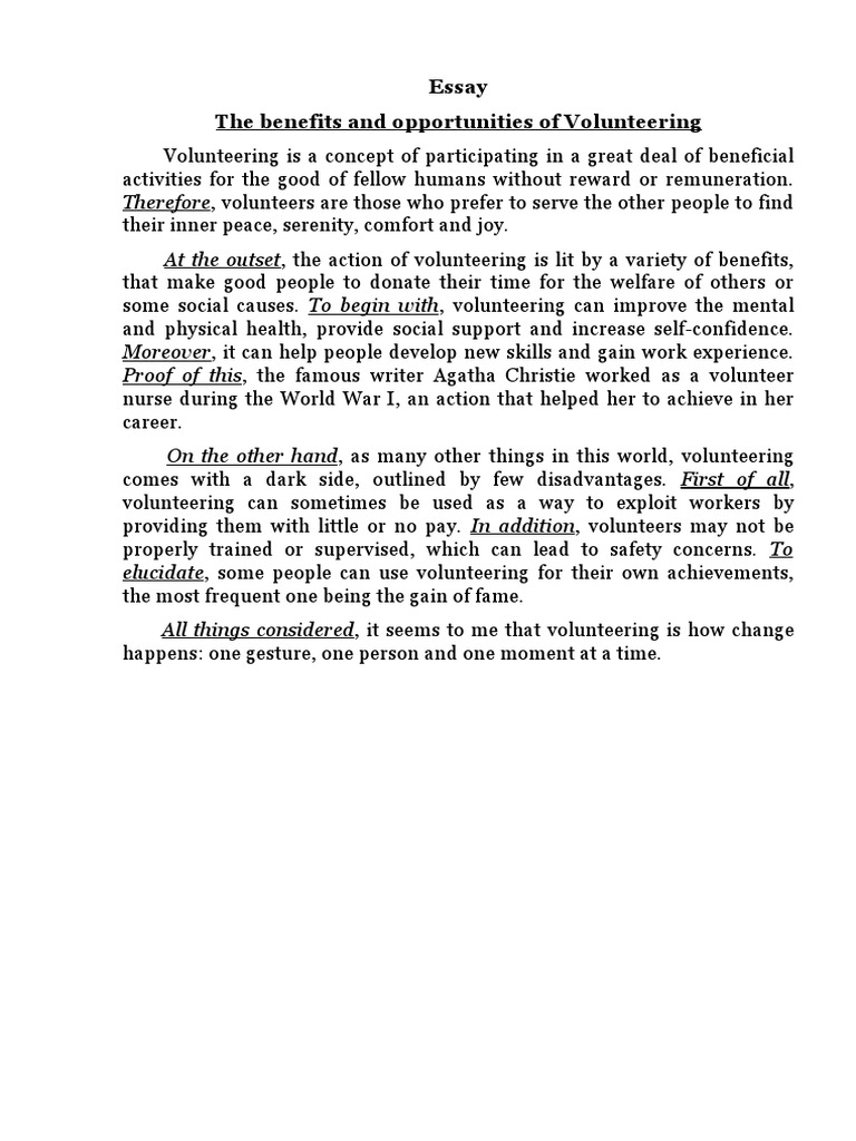 Essay Volunteering | PDF | Self-Improvement | Lifestyle