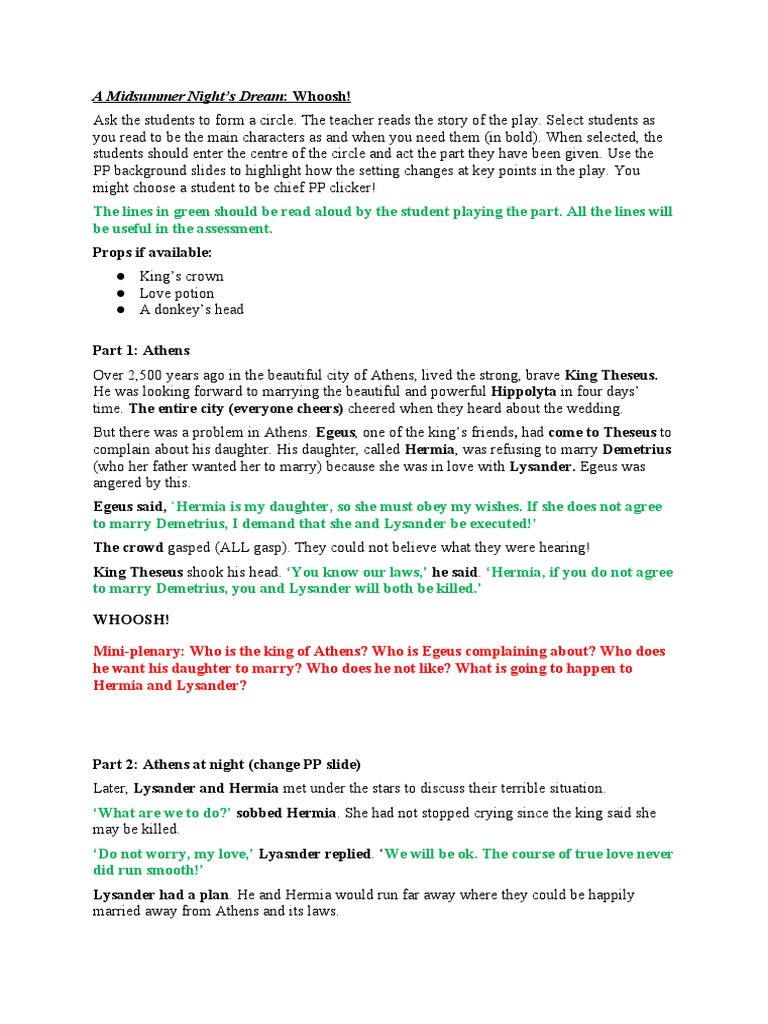 AMND - Lesson 4 WHOOSH | PDF | A Midsummer Night's Dream