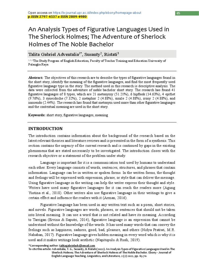 An Analysis Types of Figurative Languages Used in | PDF | Sherlock ...