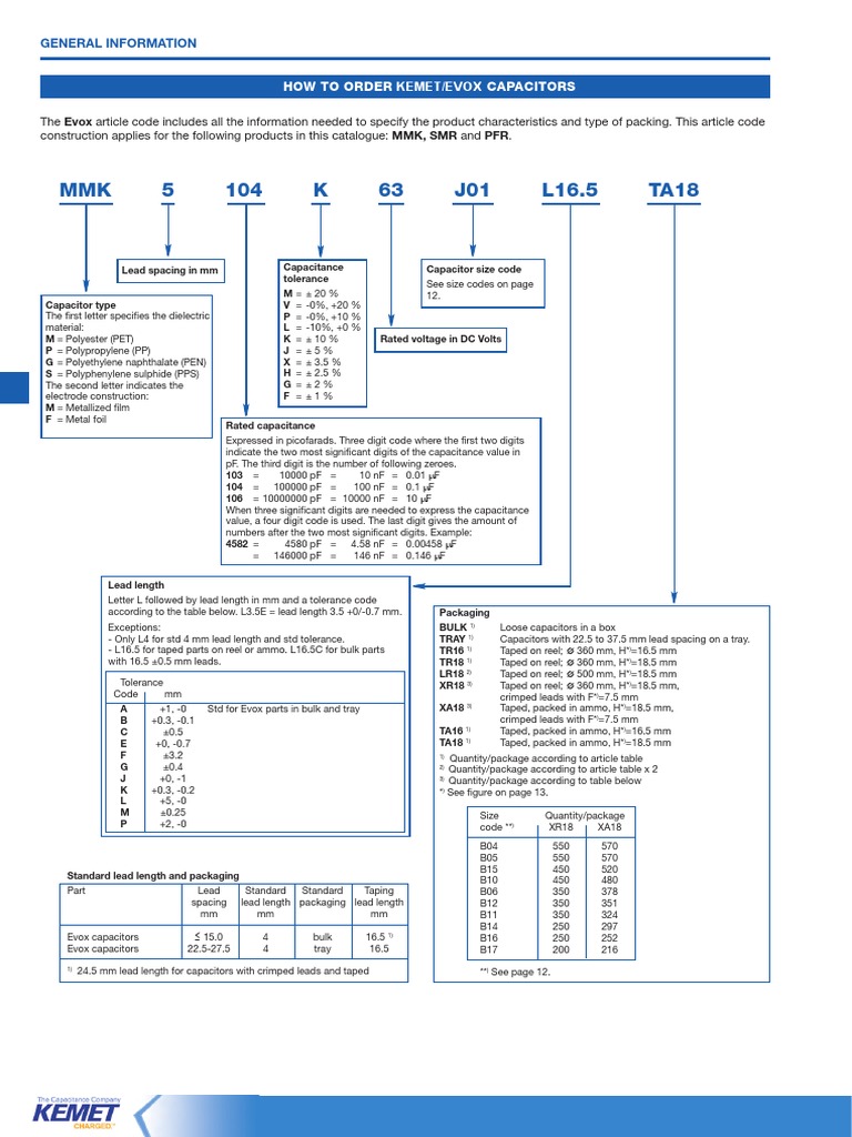 Kemet PHE840MX6220MB06R17 Datasheet | Download Free PDF | Capacitor | Electrical Engineering