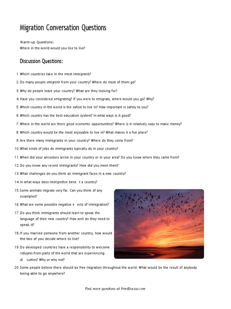 Migration Questions Pdf