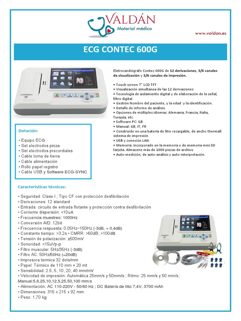 Ecg Contec 600G PDF | PDF | Ingenieria Eléctrica | Electrónica