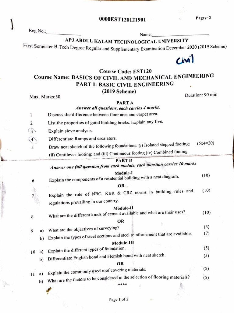 Basic Civil and Basic Mechanical Engineering PYQ | PDF | Heat | Diesel Engine