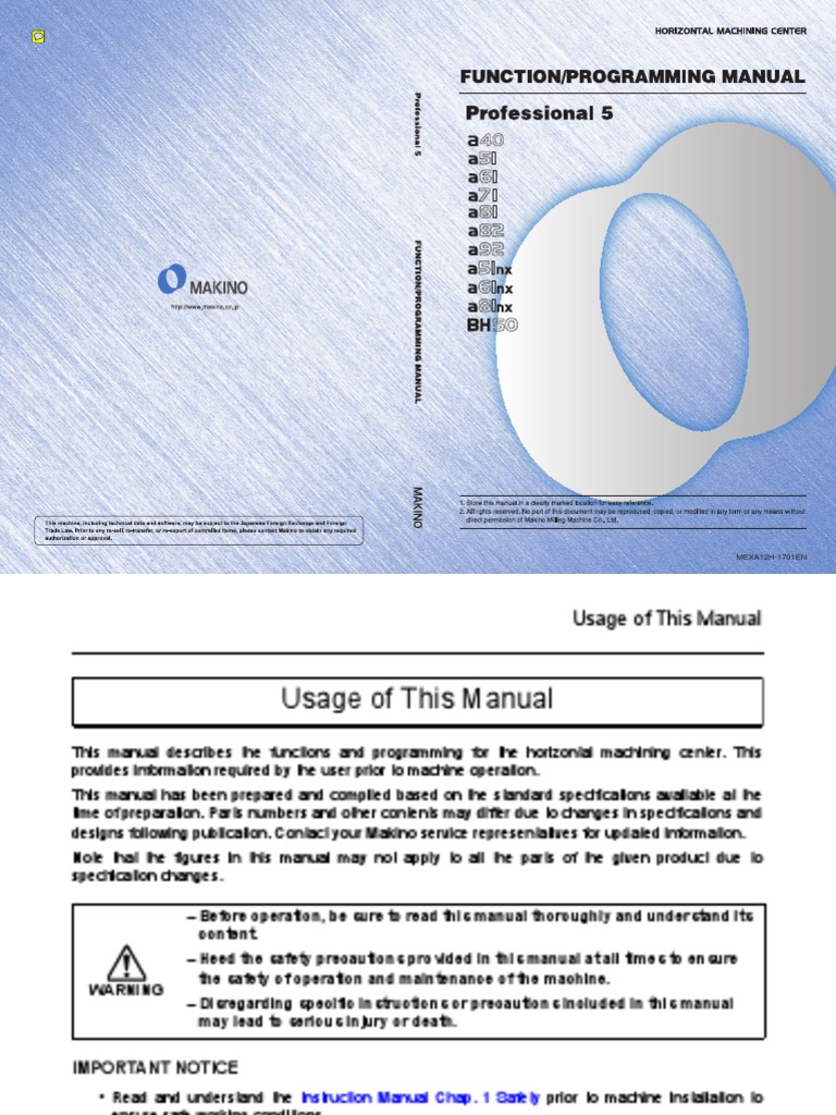 Makino Function / Programming Manual Professional 5 | PDF | Parameter (Computer Programming ...