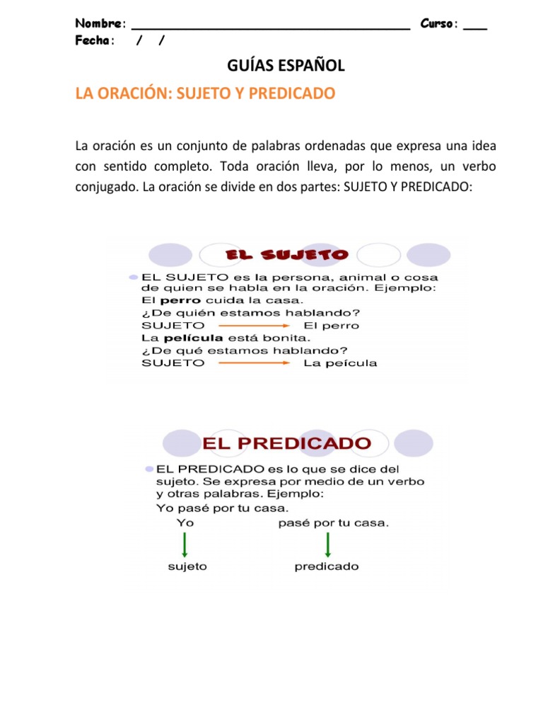 Sujeto y Predicado en Oraciones | PDF | Predicado (Gramática) | Lingüística