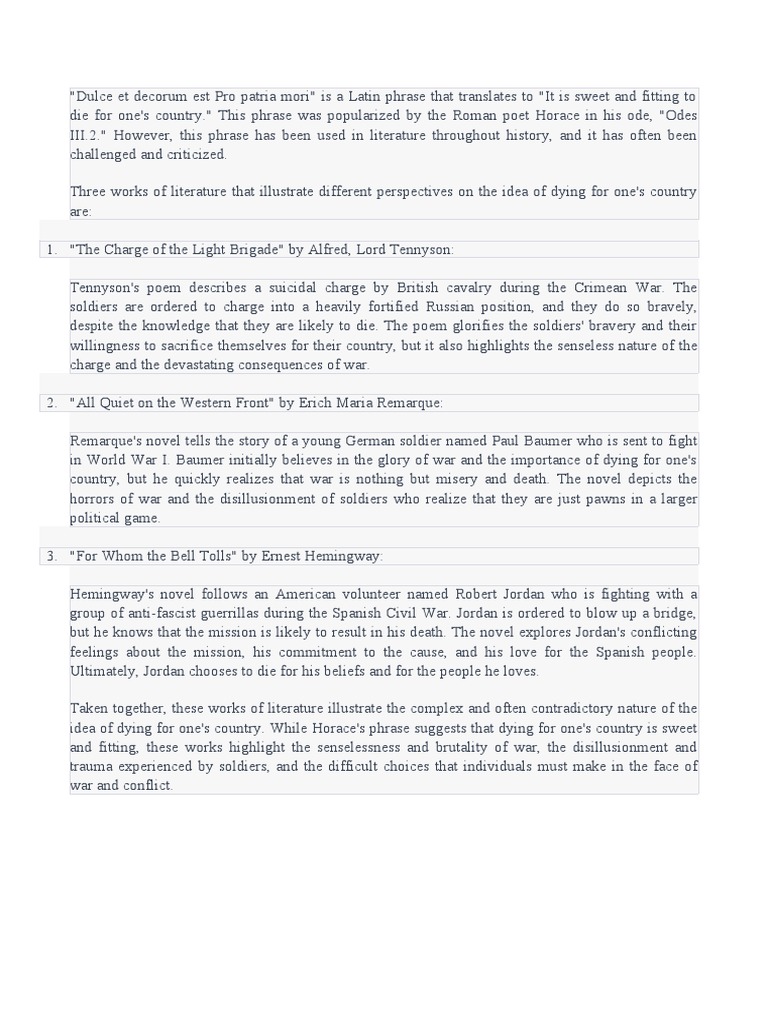 Dulce Et Decorum Est Pro Patria Mori Pdf