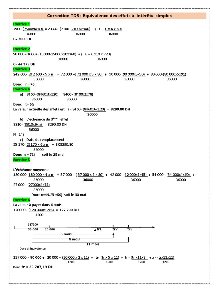 Correction TD3 Equivalence Des Effets À Intérêts Simples | PDF