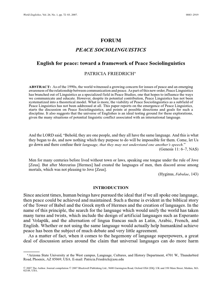 English For Peace | PDF | Linguistics | Peace