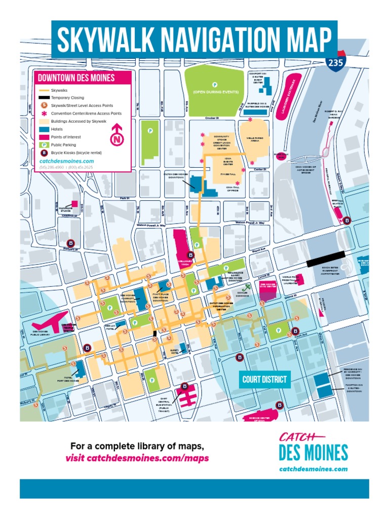 Downtown Des Moines Skywalk Map | Download Free PDF | Des Moines ...