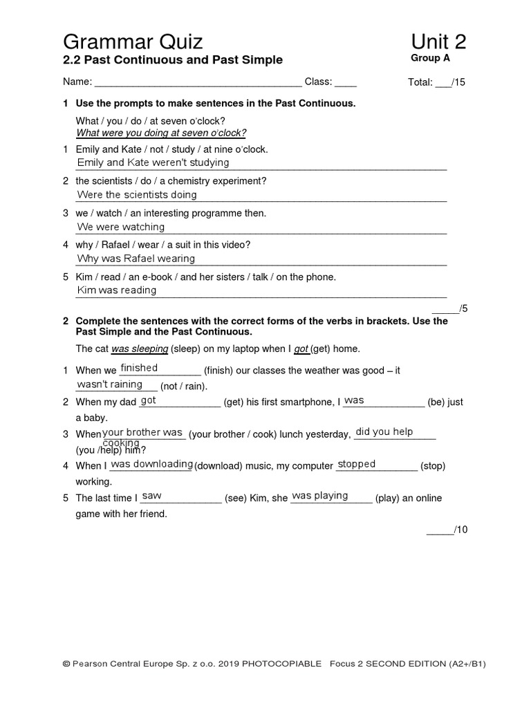 Focus 2 2ed Grammar Quiz Unit2.2 GroupA PDF | PDF | Games & Activities ...