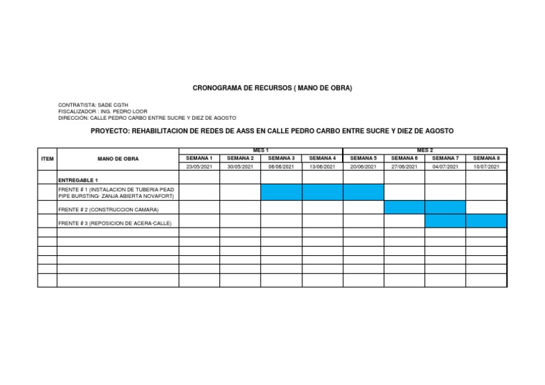 Cronograma Mano Obra PDF | PDF