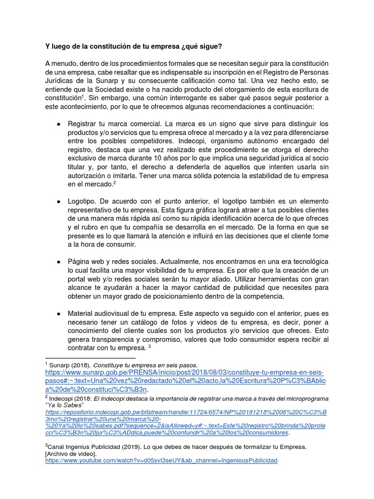 ARTÍCULO 5-Constitución de Una Empresa PDF | PDF | Marca | Mercado (economía)