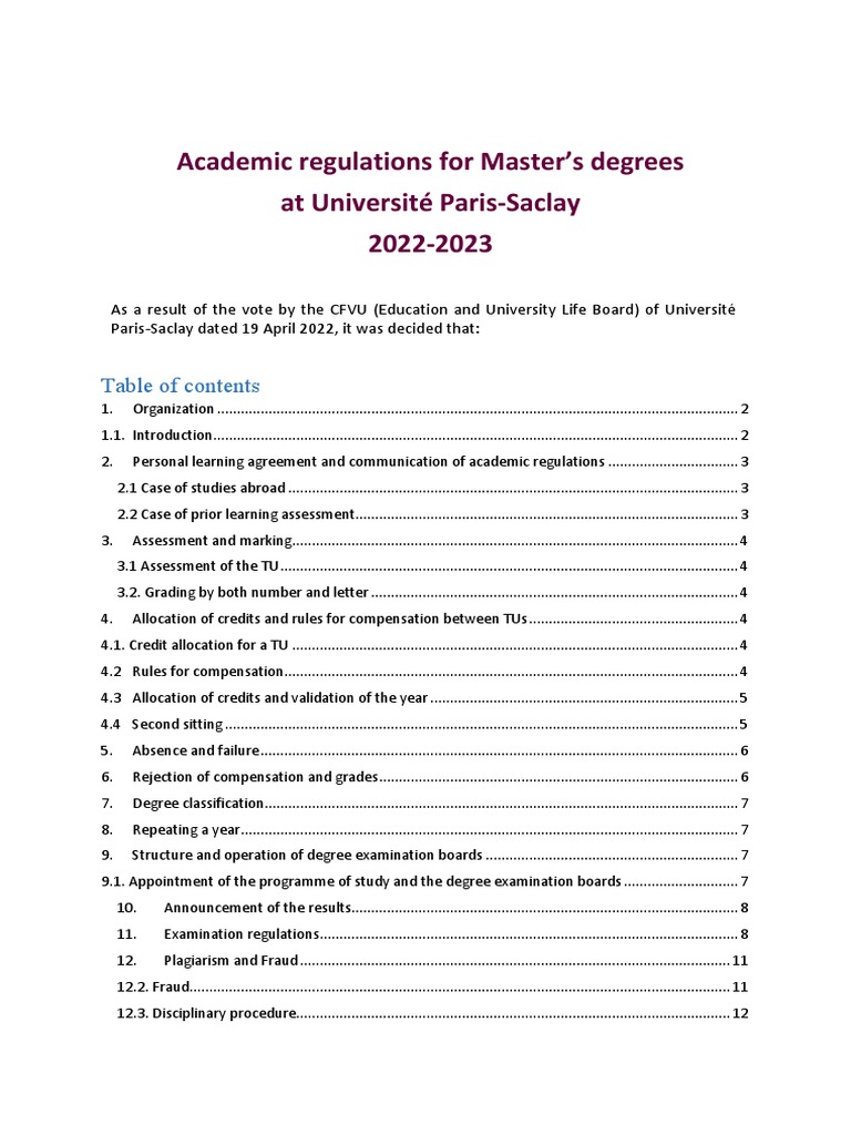 Master's Exam Regulations 2022-2023 | PDF | Academic Degree | Master's ...
