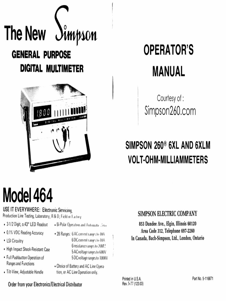 Simpson 260-6xl and 6xlm User Manual | PDF
