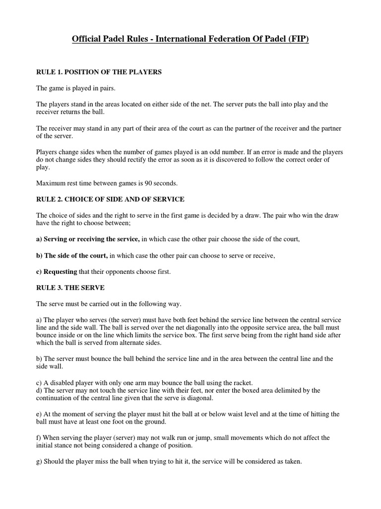 Official Padel Rules PDF | PDF | Sports