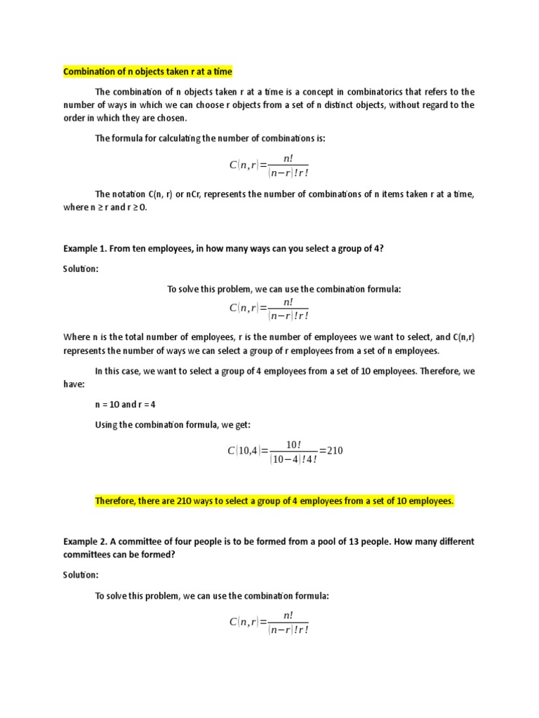 COMBINATIONS CNR | PDF | Mathematics